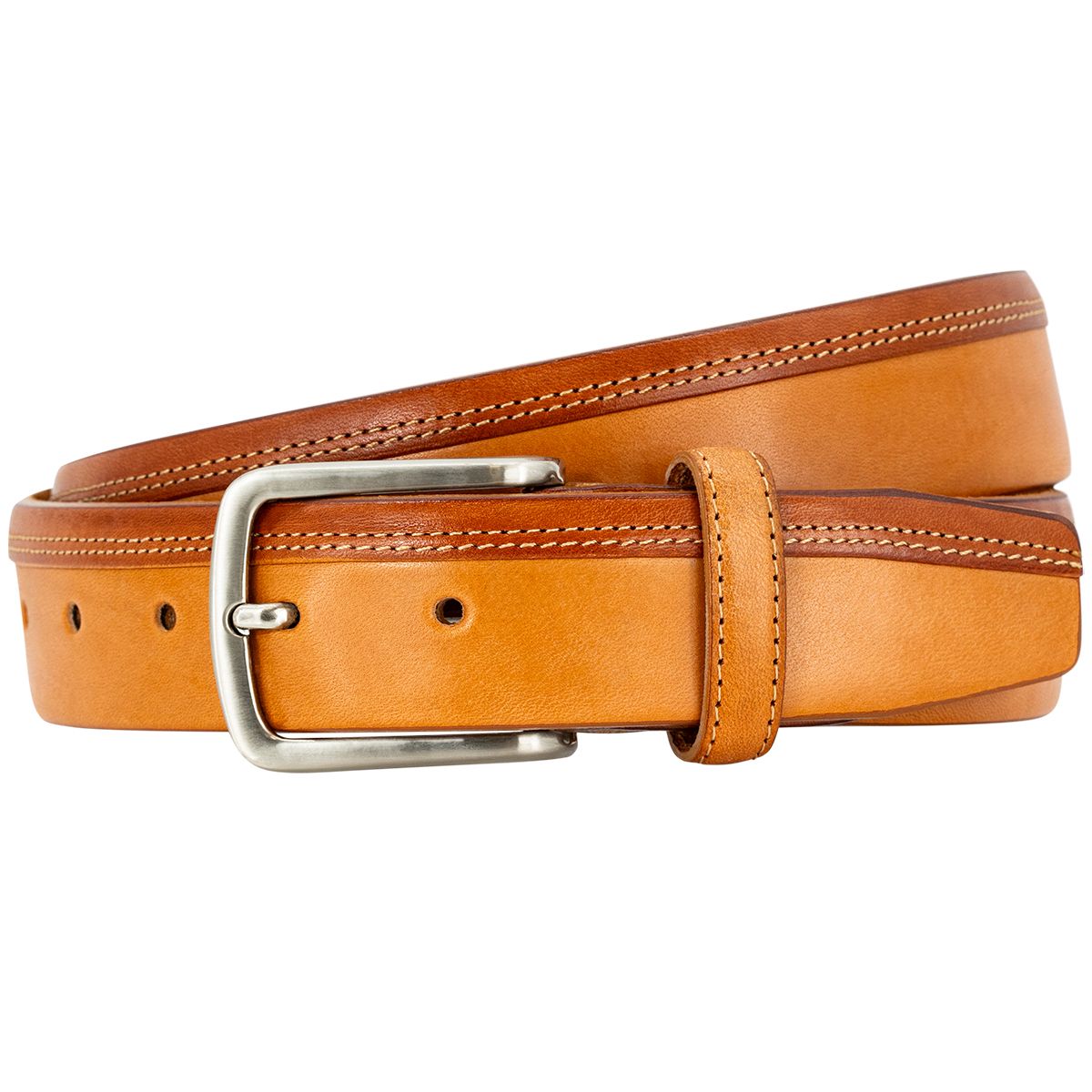 LINDENMANN Premium Ledergürtel Handmade in EU 35 mm cognac